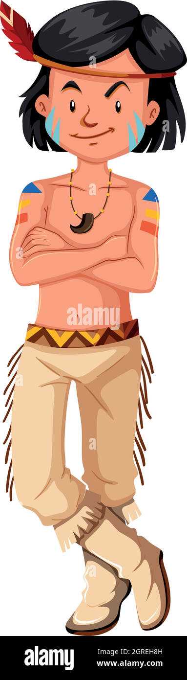 Native american indians man in traditional costume Stock Vector Image ...