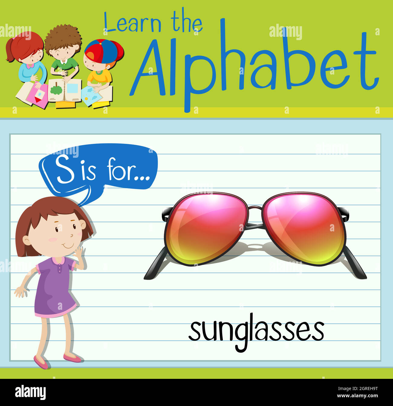 Flashcard alphabet S is for sunglasses Stock Vector Image & Art - Alamy