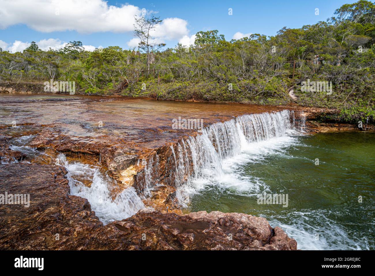 Looking down stream from top of Fruit Bat Falls on Eliot Creek, a ...