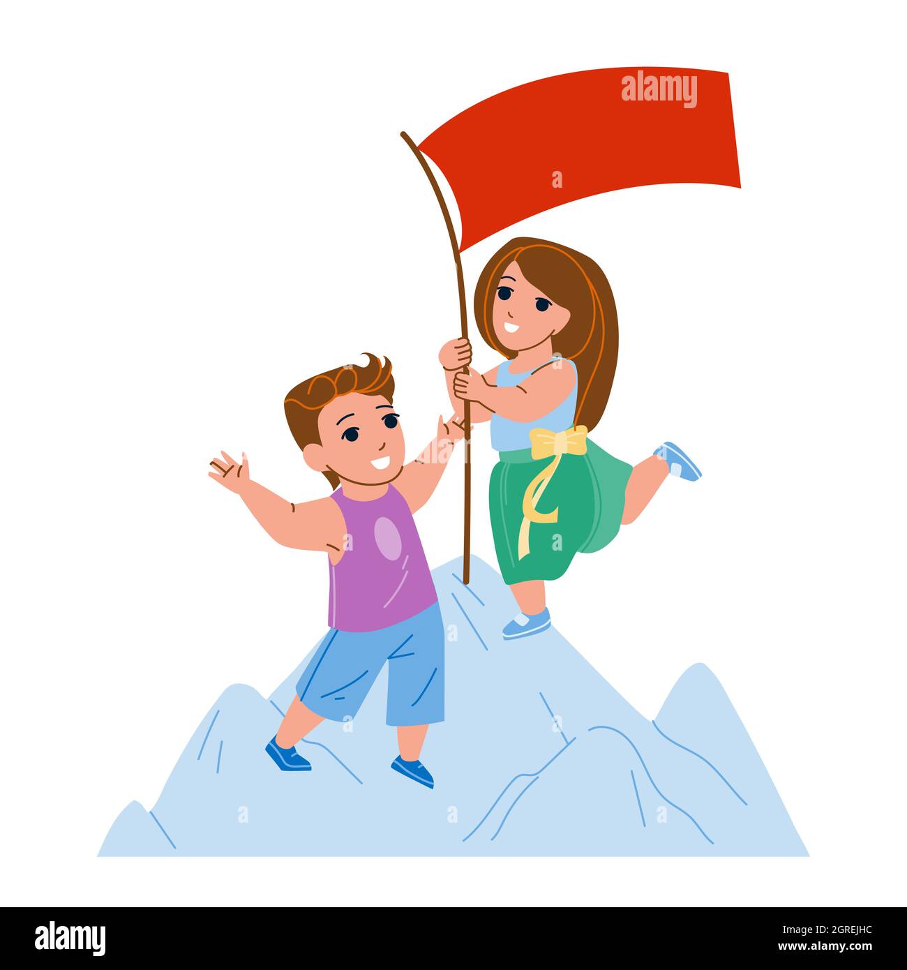 Children Goal And Successful Achievement Vector Stock Vector Image ...