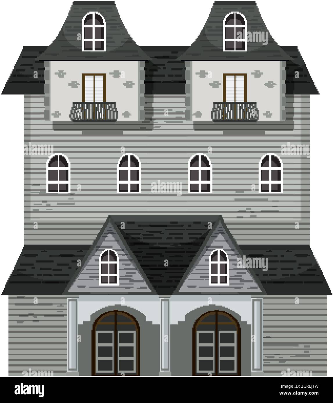 2d Cartoon Haunted House Haunted House With Tombstones | Free Vector