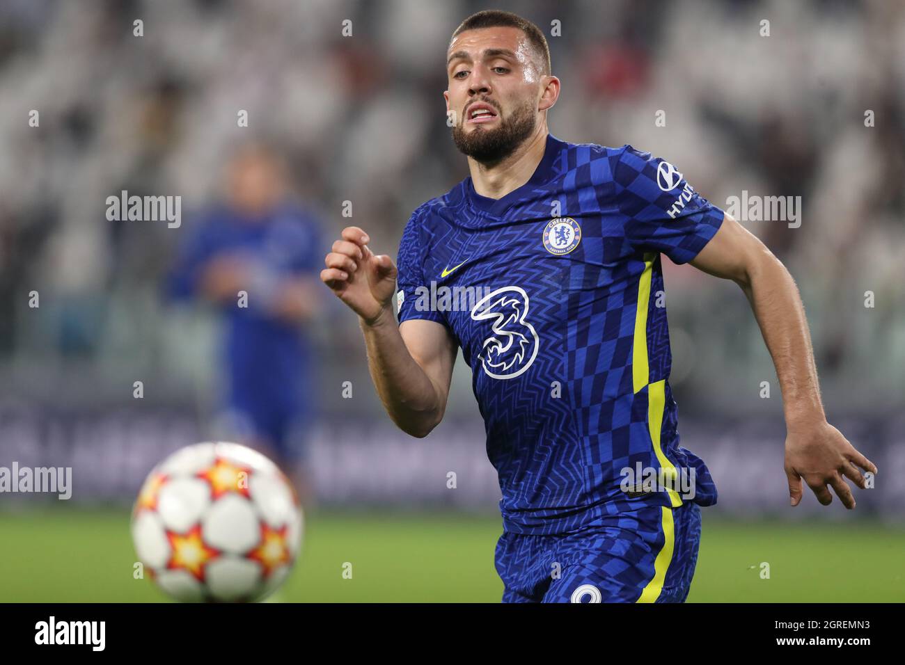 Turin, Italy. 29th Sep, 2021. Mateo Kovacic of Chelsea FC during the ...