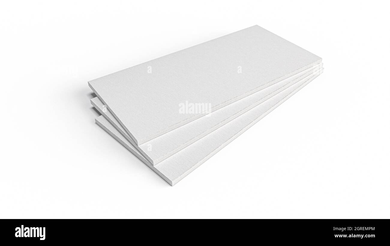 3D rendering of styrofoam sheets isolated on a white background Stock ...