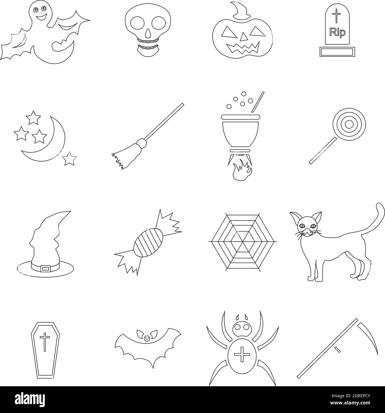 Halloween icons set in outline style Stock Vector Image & Art - Alamy
