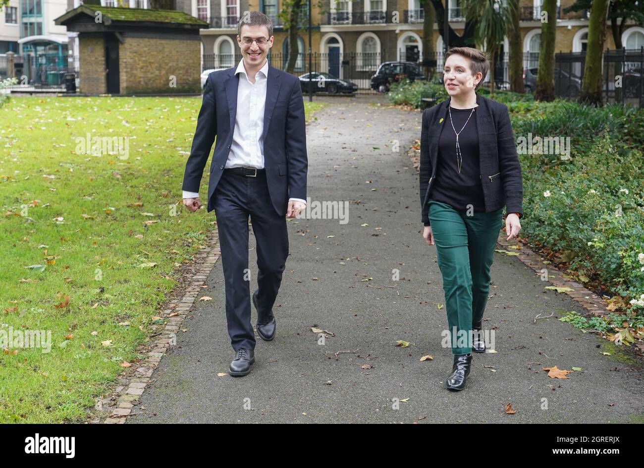 Carla Denyer and Adrian Ramsay outside the St Pancras Meeting Rooms in ...