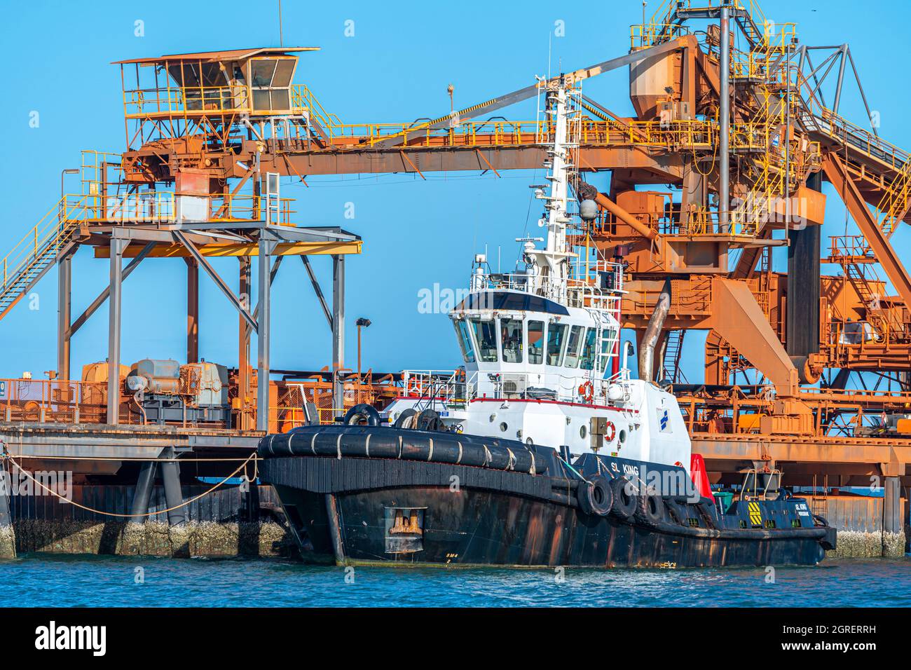 Tug Boats berthed at loading facility at Port of Weipa, Cape York ...