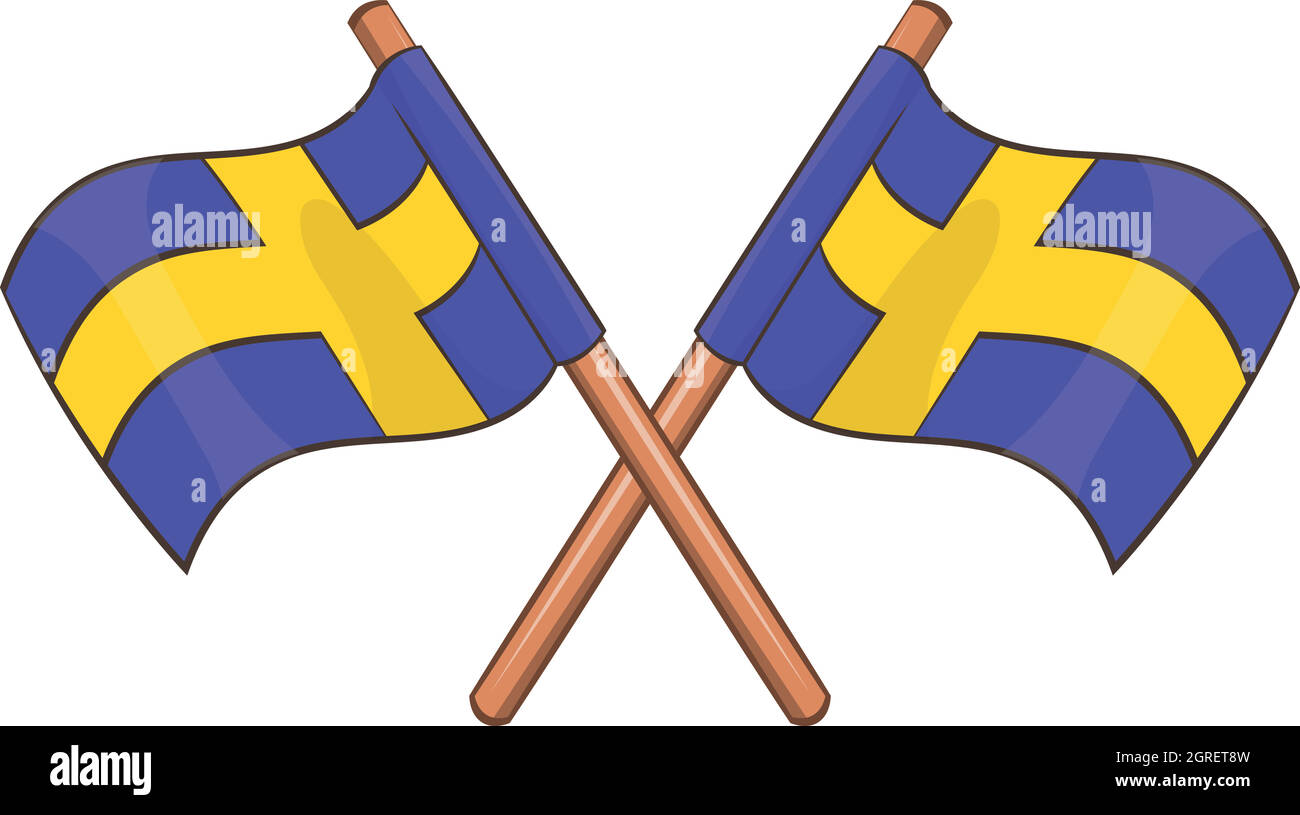 Crossed swedish flags icon, cartoon style Stock Vector Image & Art - Alamy