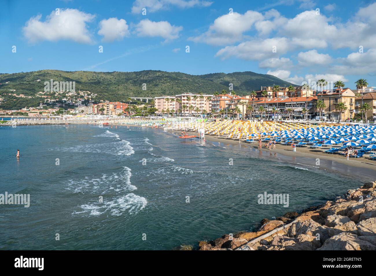 The Beautiful Beach Of Andora In Liguria Stock Photo - Alamy