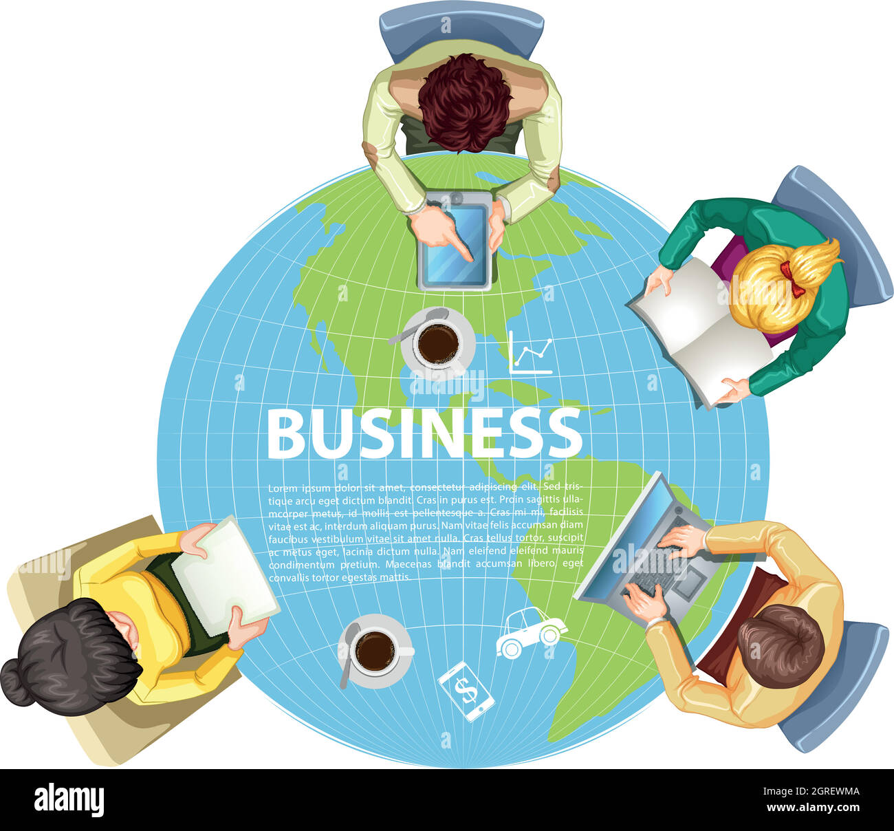 Working around the world Stock Vector Images - Alamy