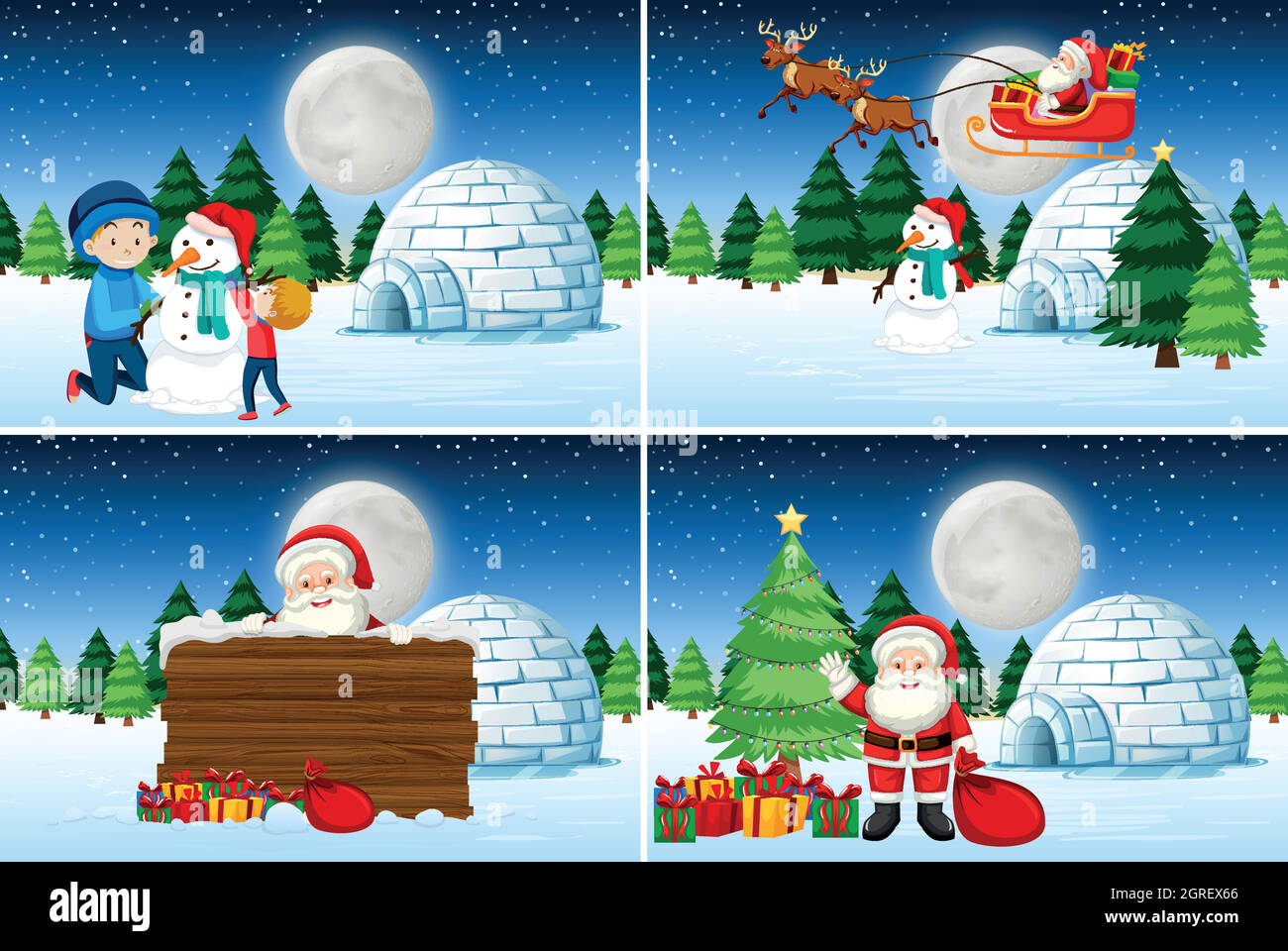 Santa giving presents set Stock Vector Image & Art - Alamy