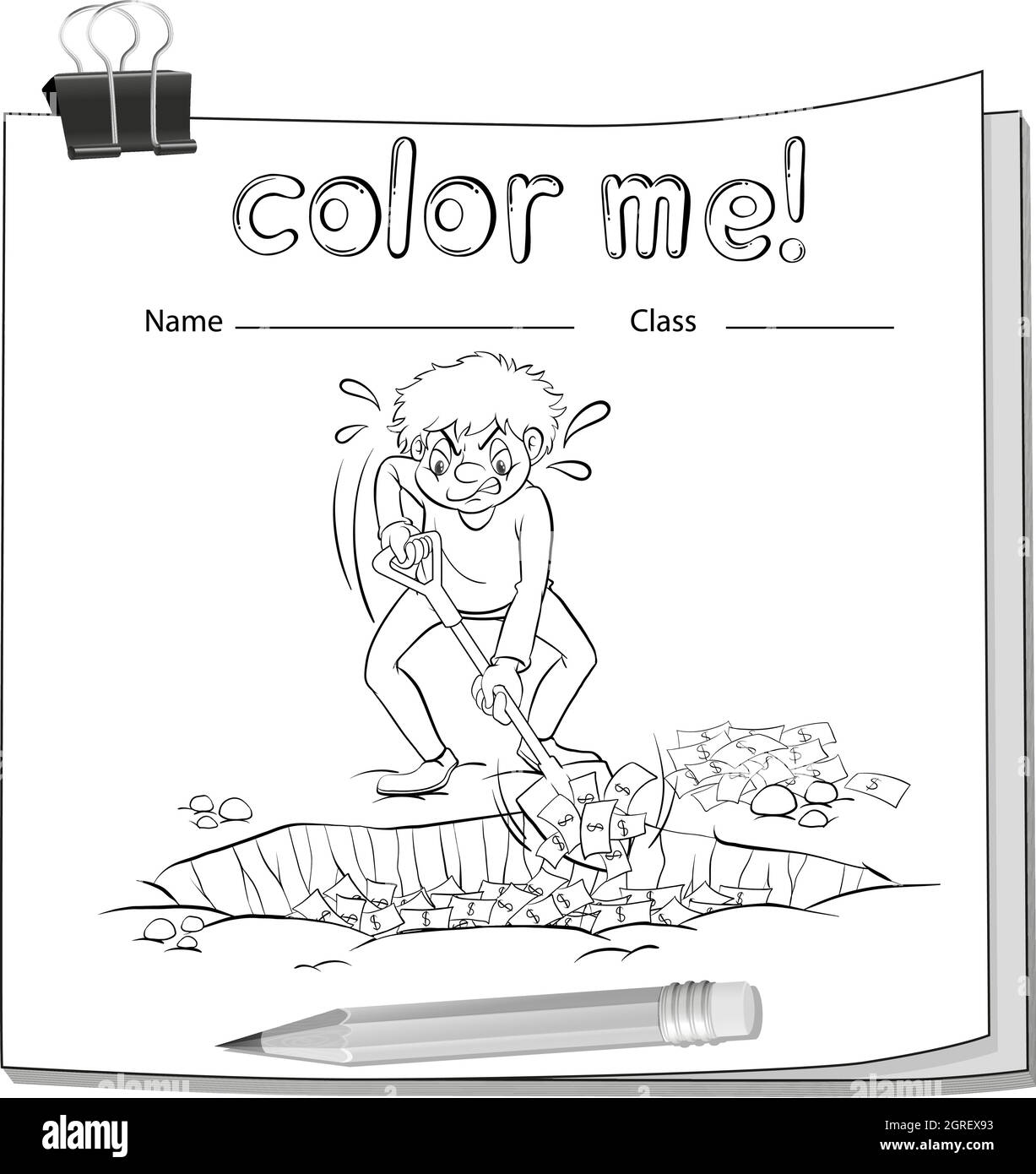 Worksheet with a man digging Stock Vector Image & Art - Alamy