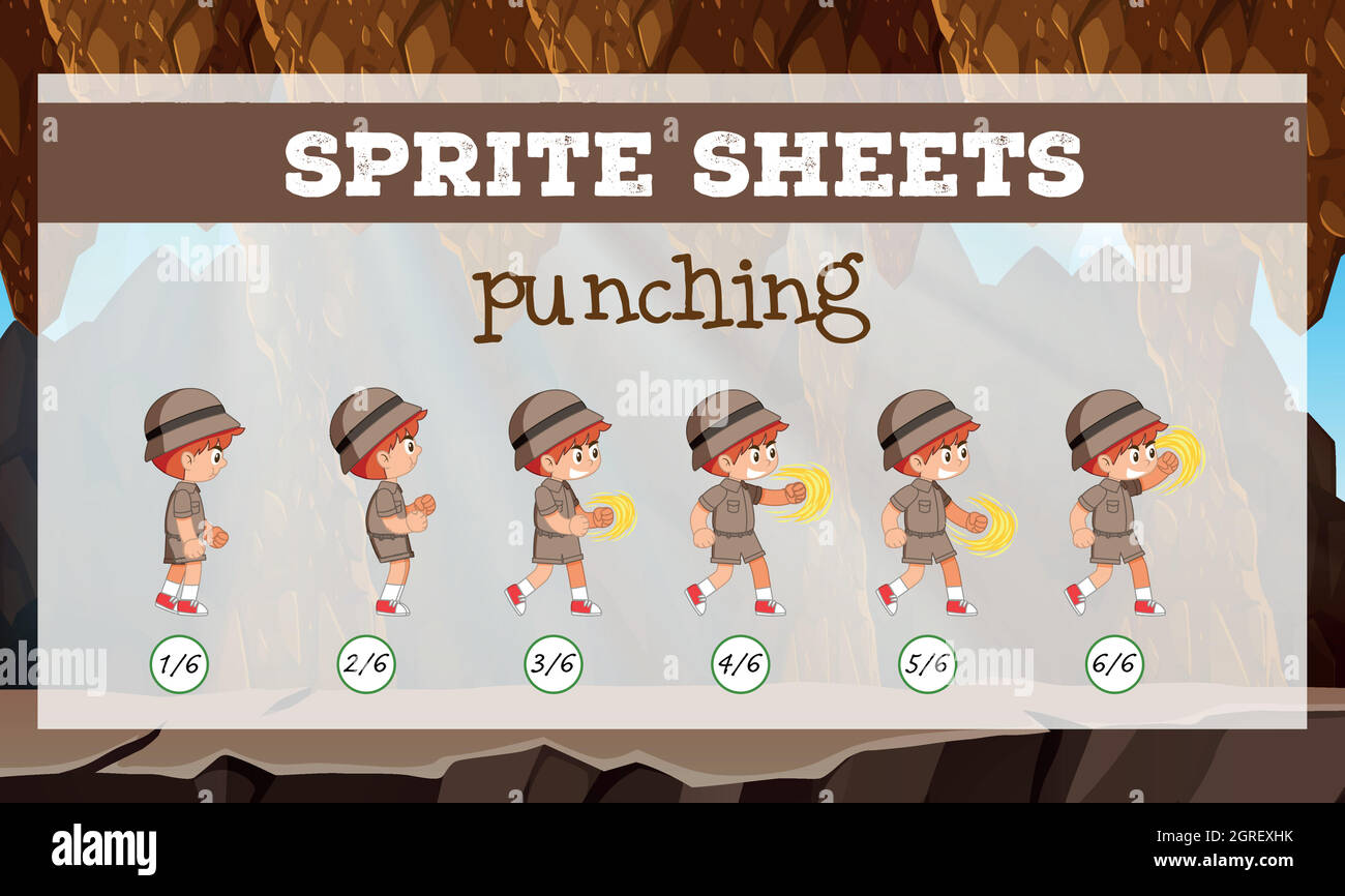 Sprite sheet boy punching Stock Vector Image & Art - Alamy