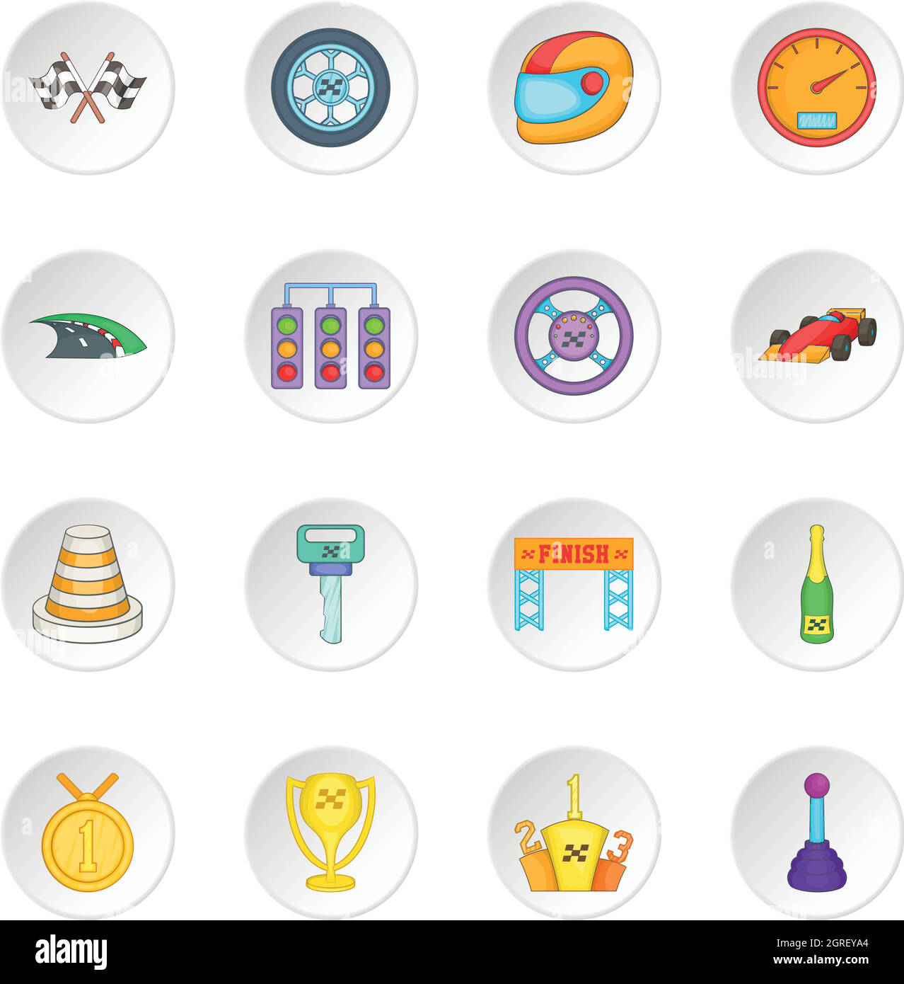 Car racing icons set, cartoon style Stock Vector Image & Art - Alamy