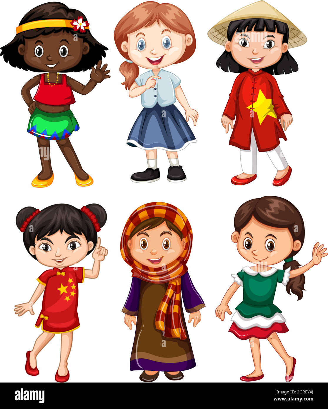 Girls from different countries greeting Stock Vector Image & Art - Alamy