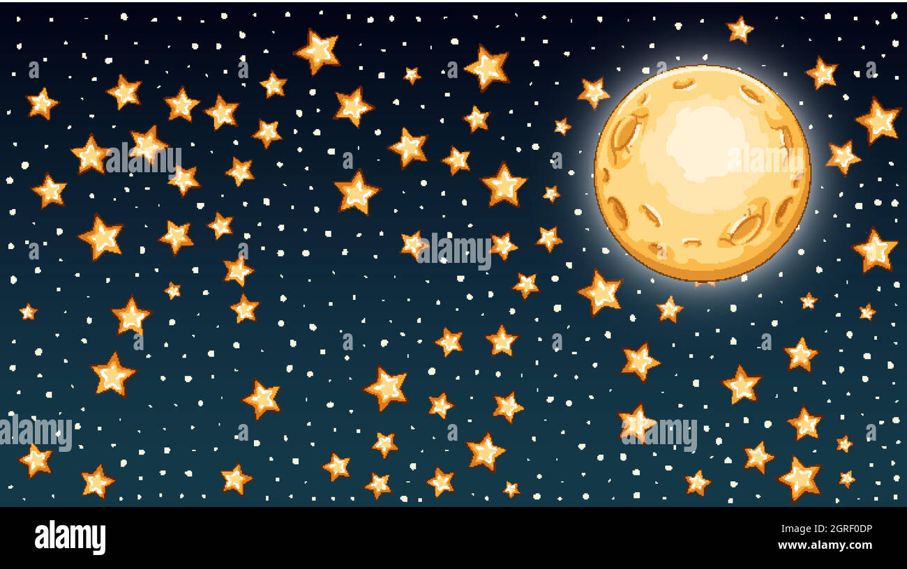 Moon in the sky with stars Stock Vector Images - Alamy