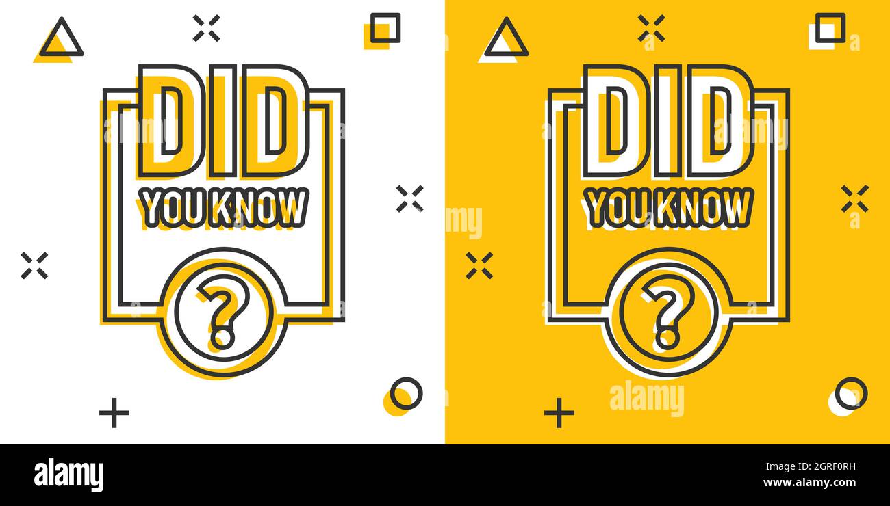 Did You Know icon in comic style. Question mark cartoon vector ...