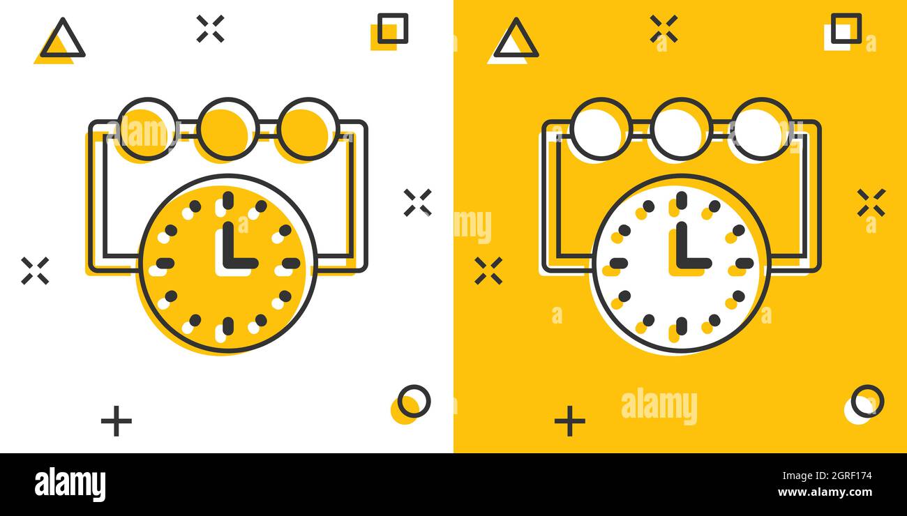 Timeline icon in comic style. Progress cartoon vector illustration on ...