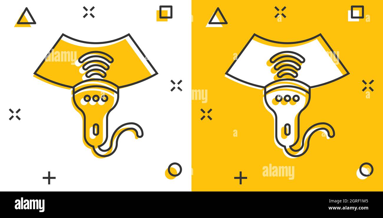 Ultrasound icon in comic style. Scanner equipment cartoon vector ...