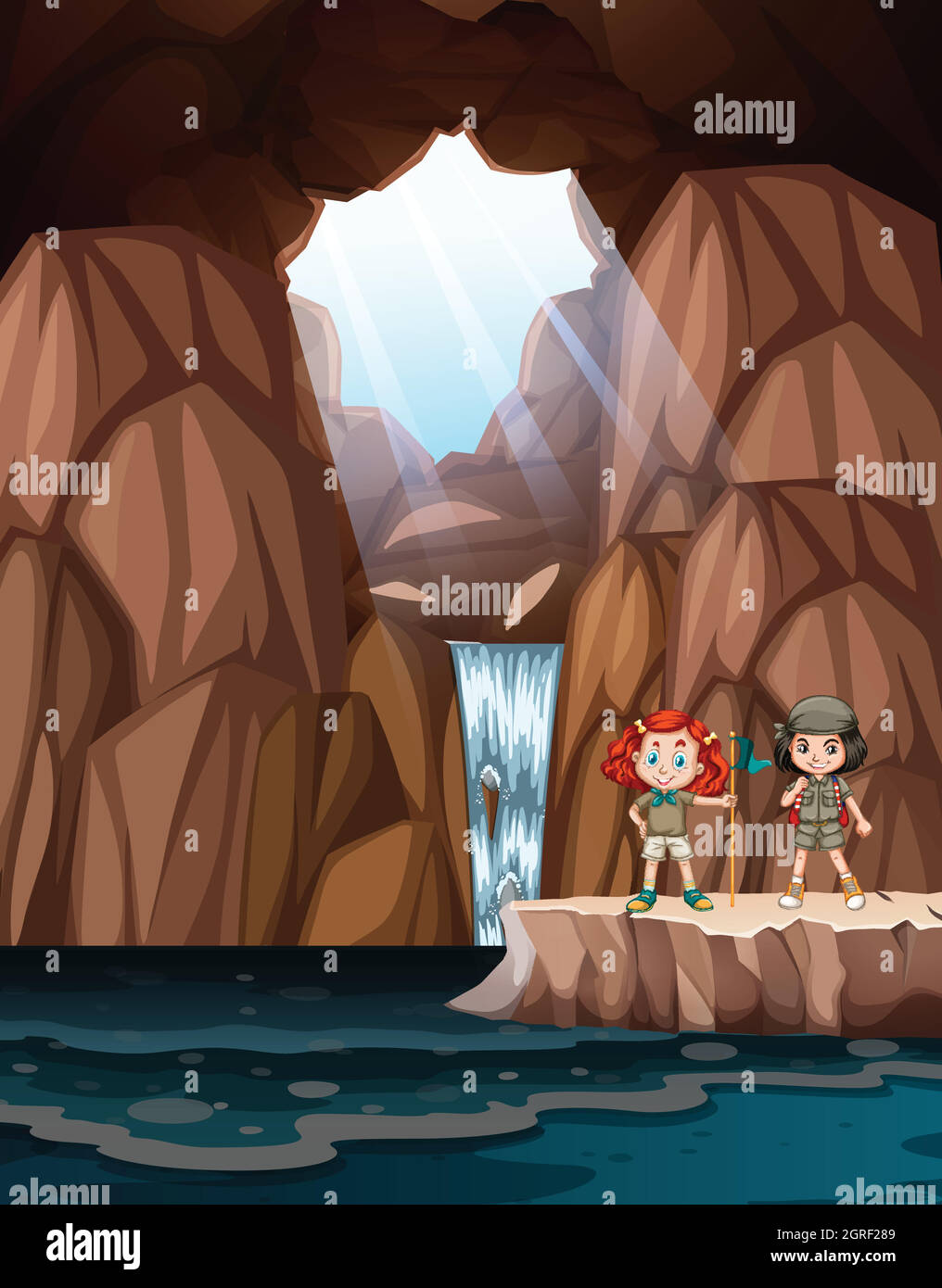 Rock wall waterfall Stock Vector Images - Alamy