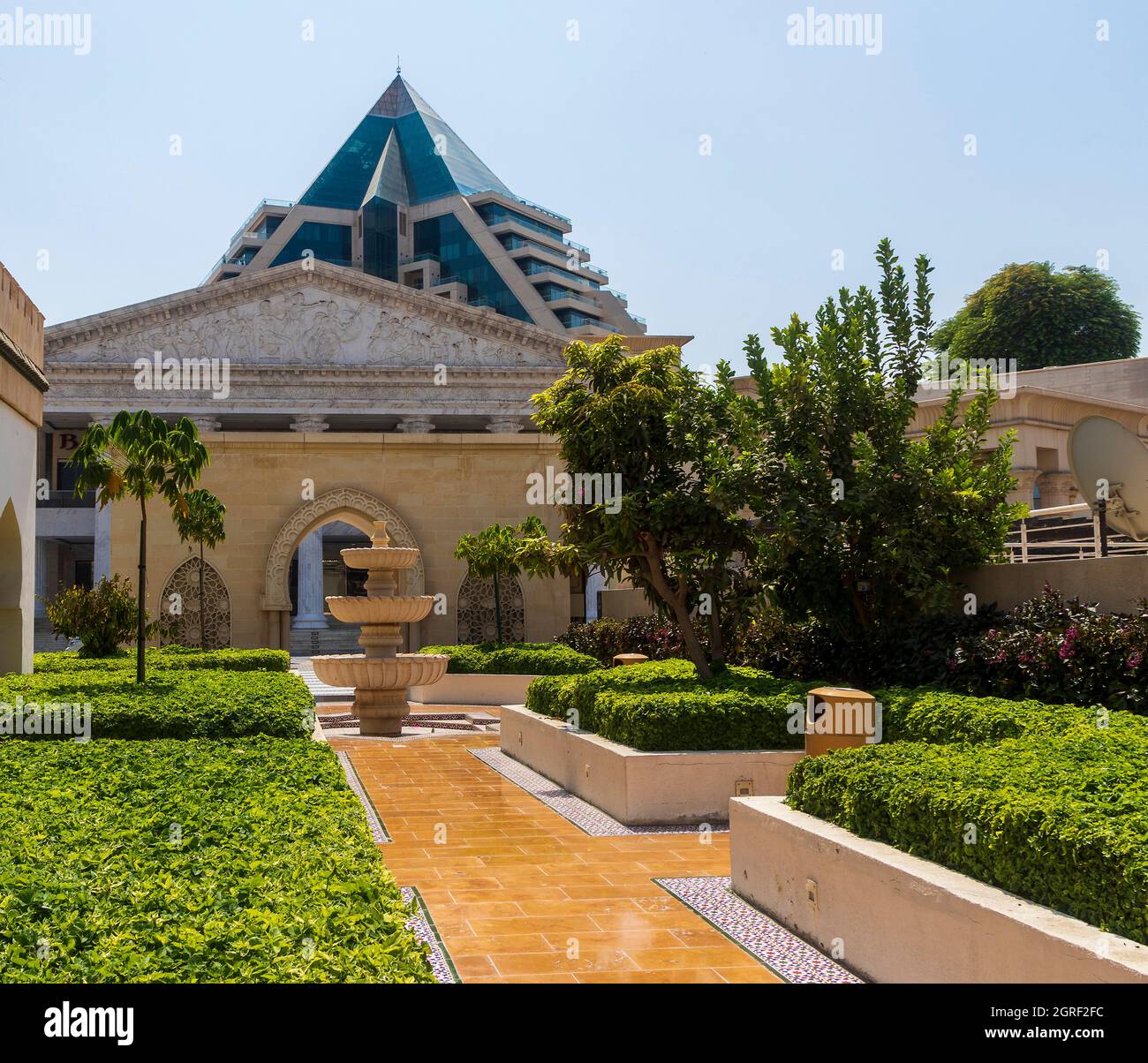 Dubai, UAE - 09.22.2021 Landscaping arrangements at Wafi center Stock ...