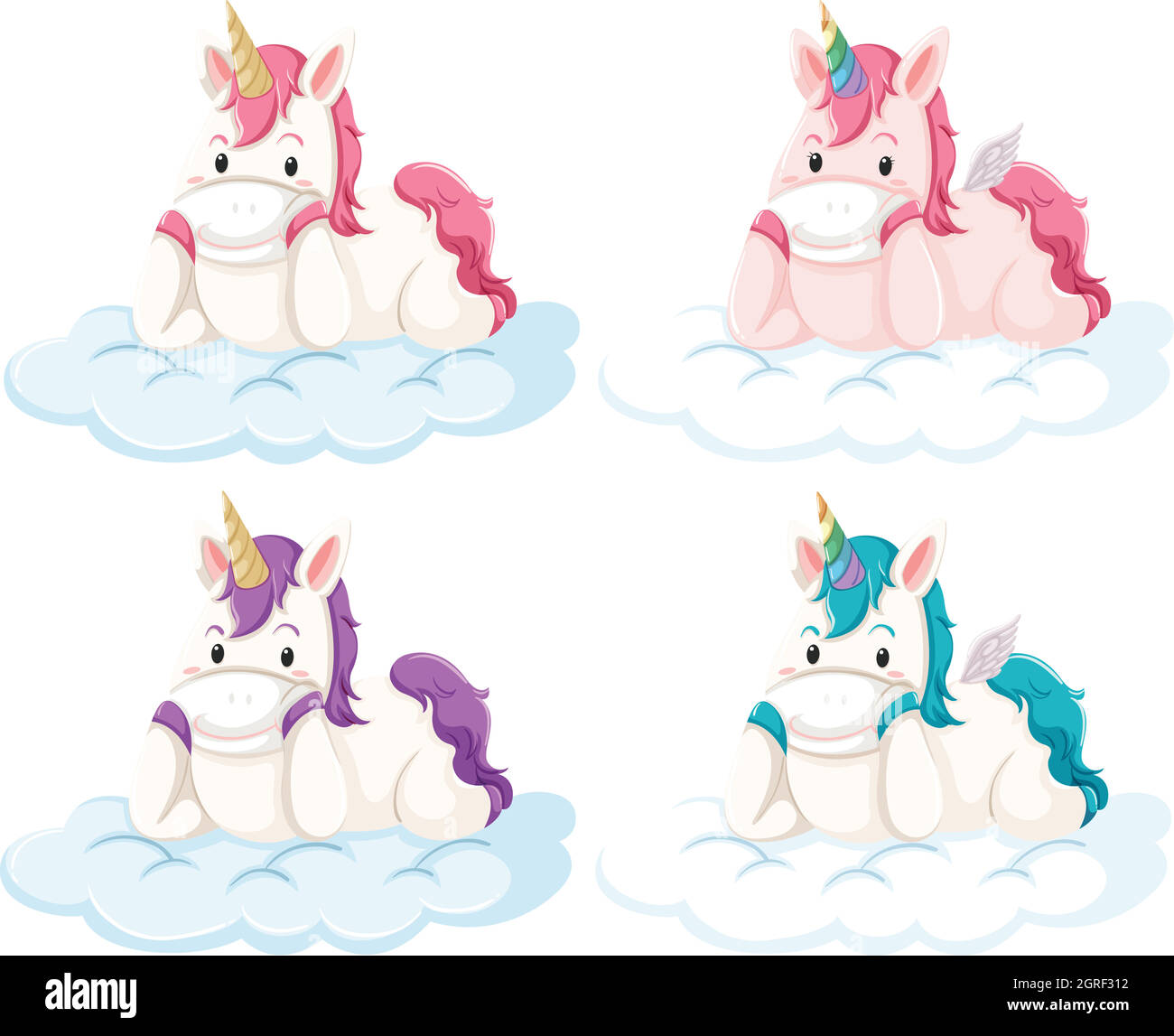 Set of unicorn on cloud Stock Vector Image & Art - Alamy