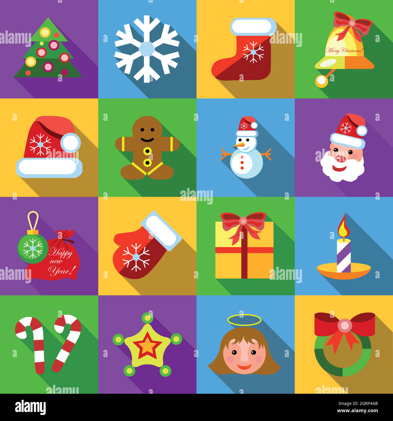 Flat christmas icons hi-res stock photography and images - Alamy