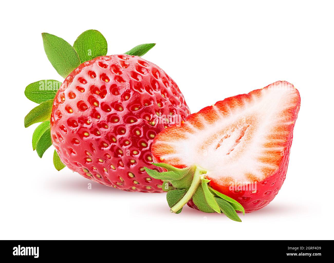 Strawberry and one cut in half isolated on white background. Clipping ...
