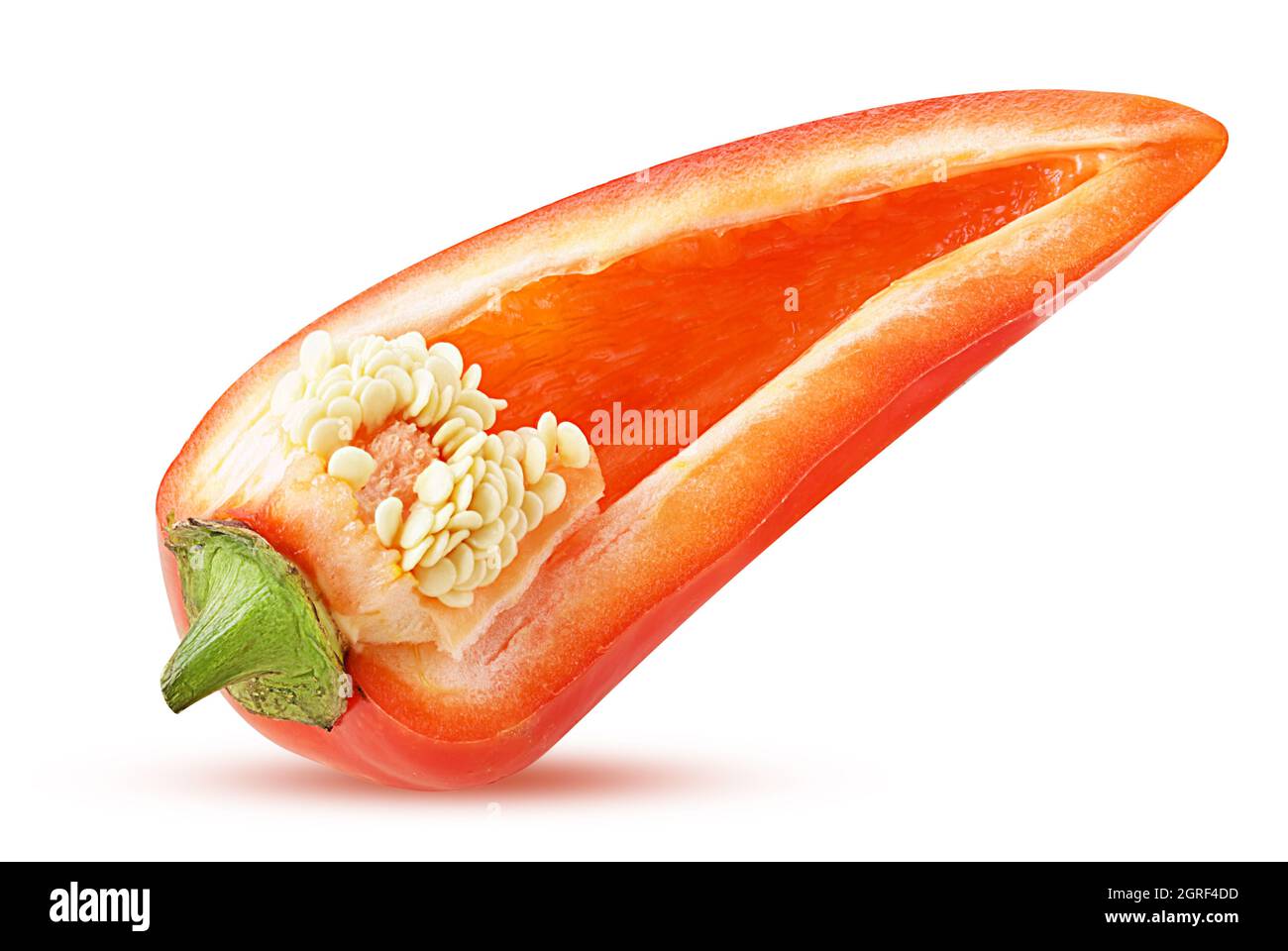 Red bell pepper slice isolated on white background. Clipping Path. Full ...