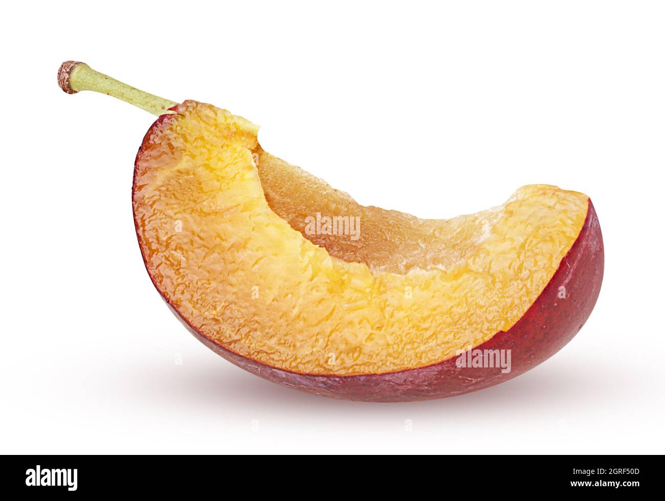 Fresh plum slice isolated on white background Clipping Path. Full depth ...