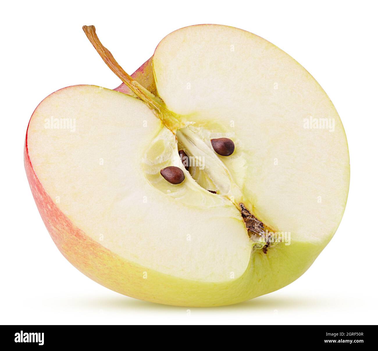 Red apple cut in half isolated on white background. Clipping Path. Full ...