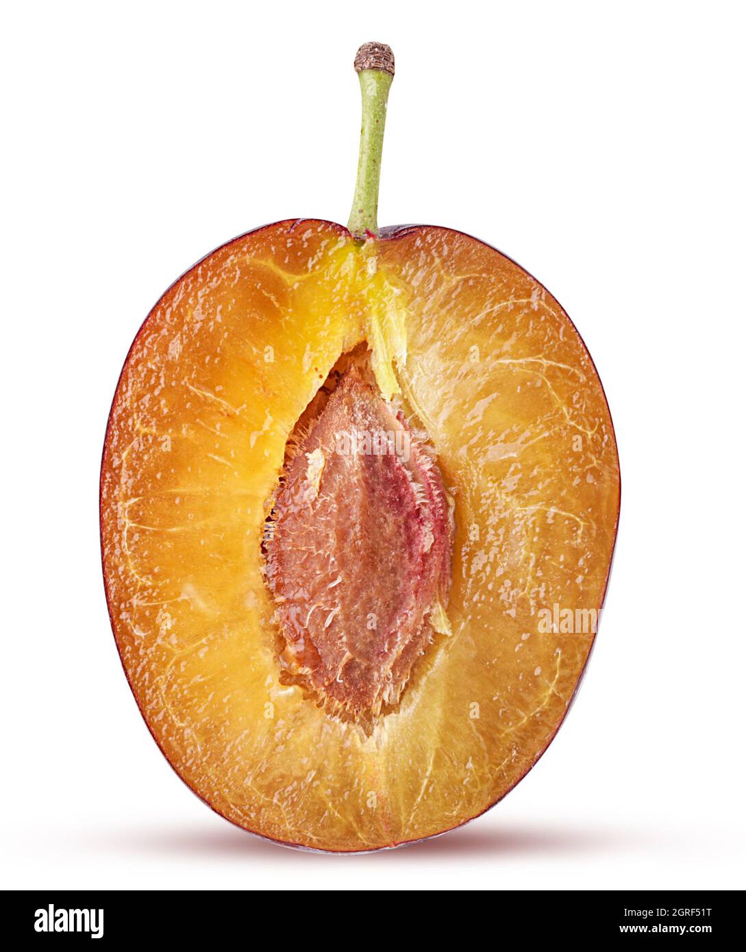 Fresh plum cut in half with bone isolated on white background Clipping ...