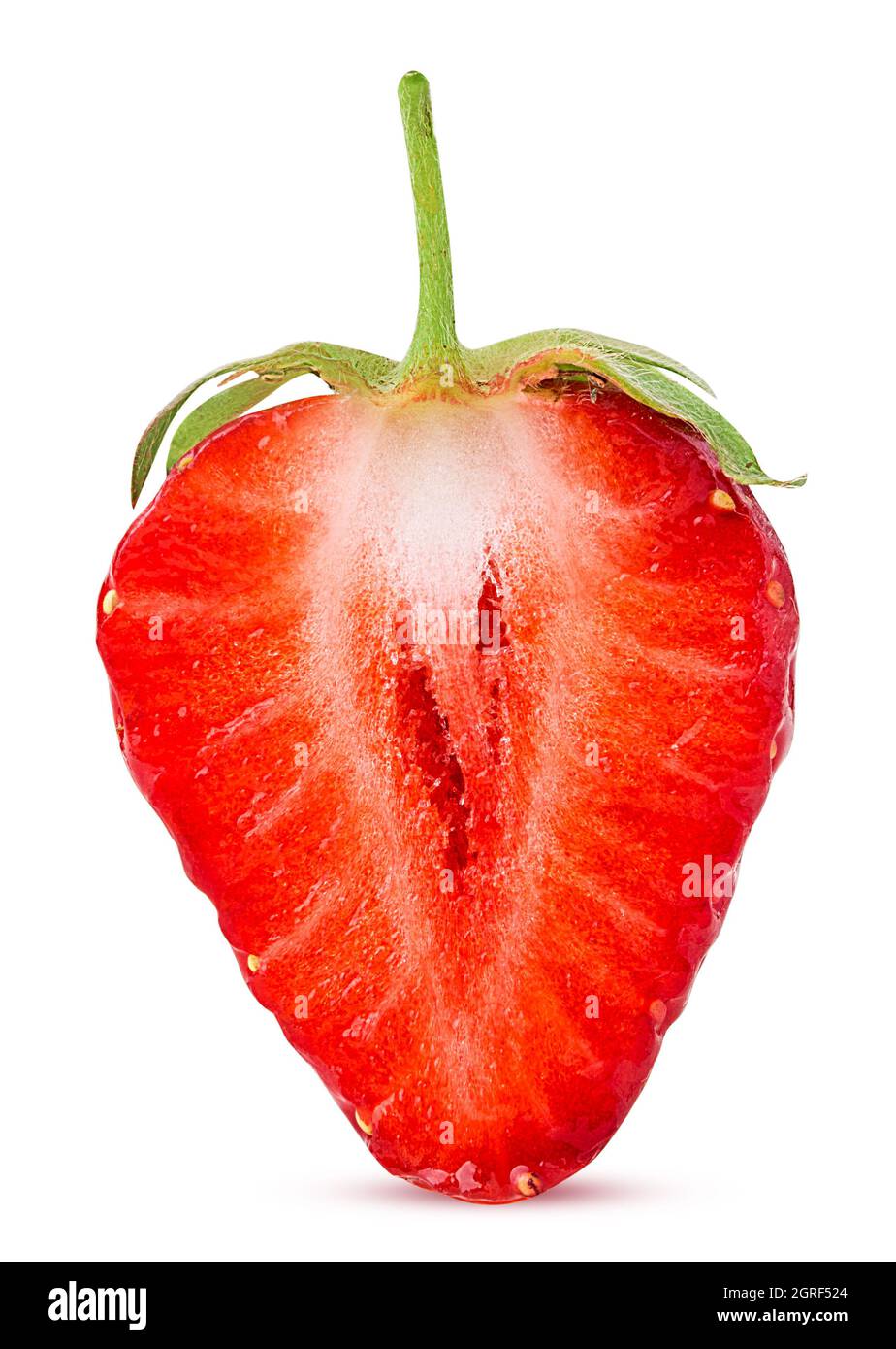 Strawberry cut in half isolated on white background. Clipping Path ...
