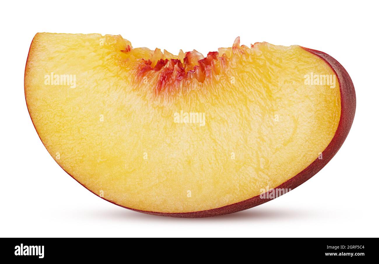 Peach fruit slice isolated on white background. Clipping Path. Full ...
