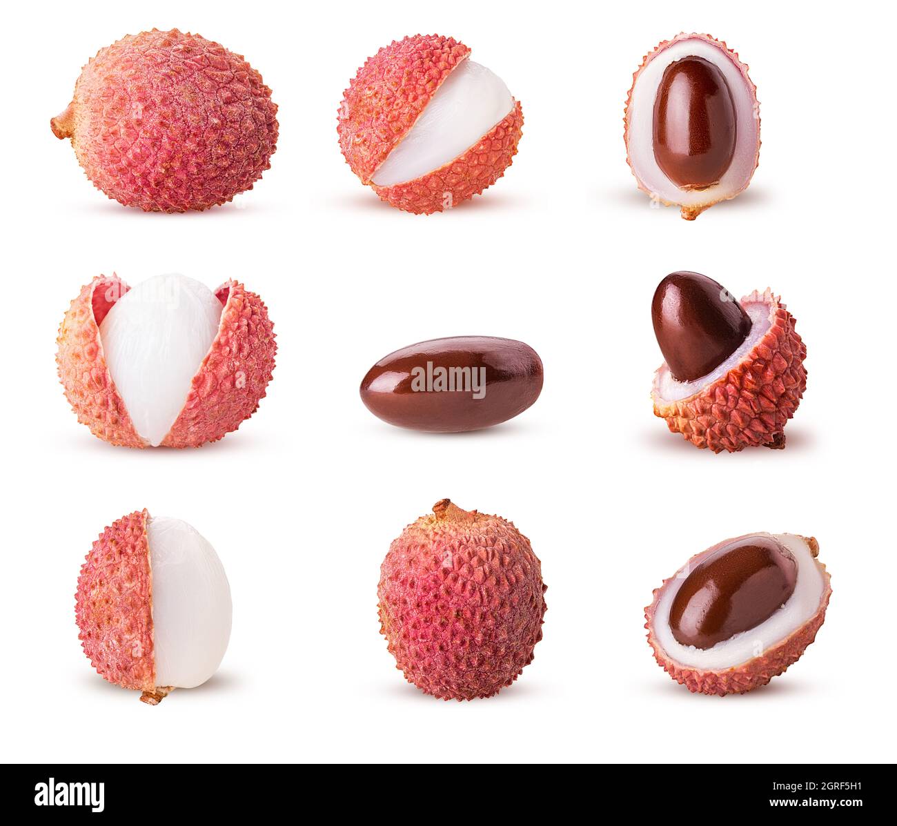 Set fresh lychee the skin is cut, whole, cut in half, with bone ...