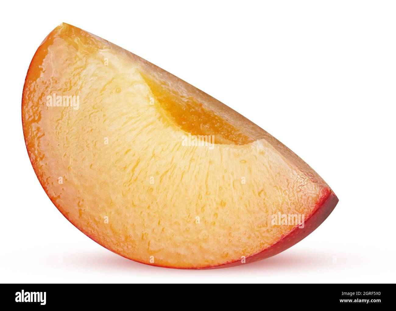 Red Plum slice isolated on white background Clipping Path. Full depth ...
