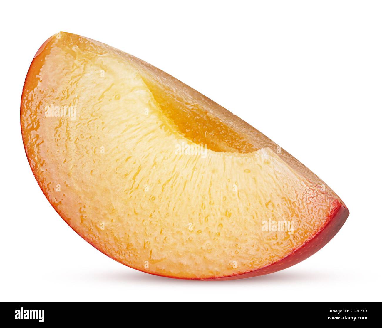 Red Plum slice isolated on white background Clipping Path. Full depth ...
