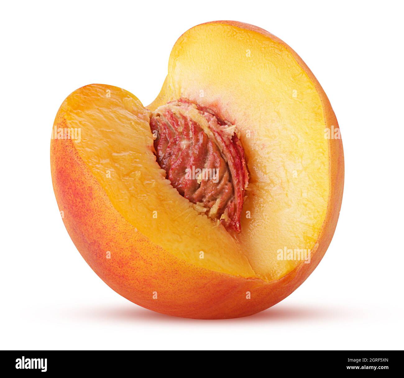 Peach fruit three quarters isolated on white background. Clipping Path ...