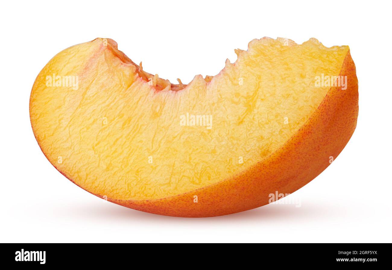Ripe peach fruit slice isolated on white background. Clipping Path ...