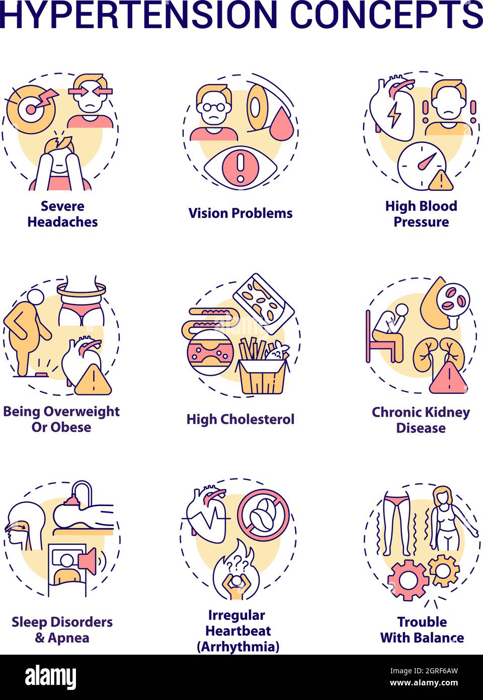 Hypertension concept icons set Stock Vector Image & Art - Alamy