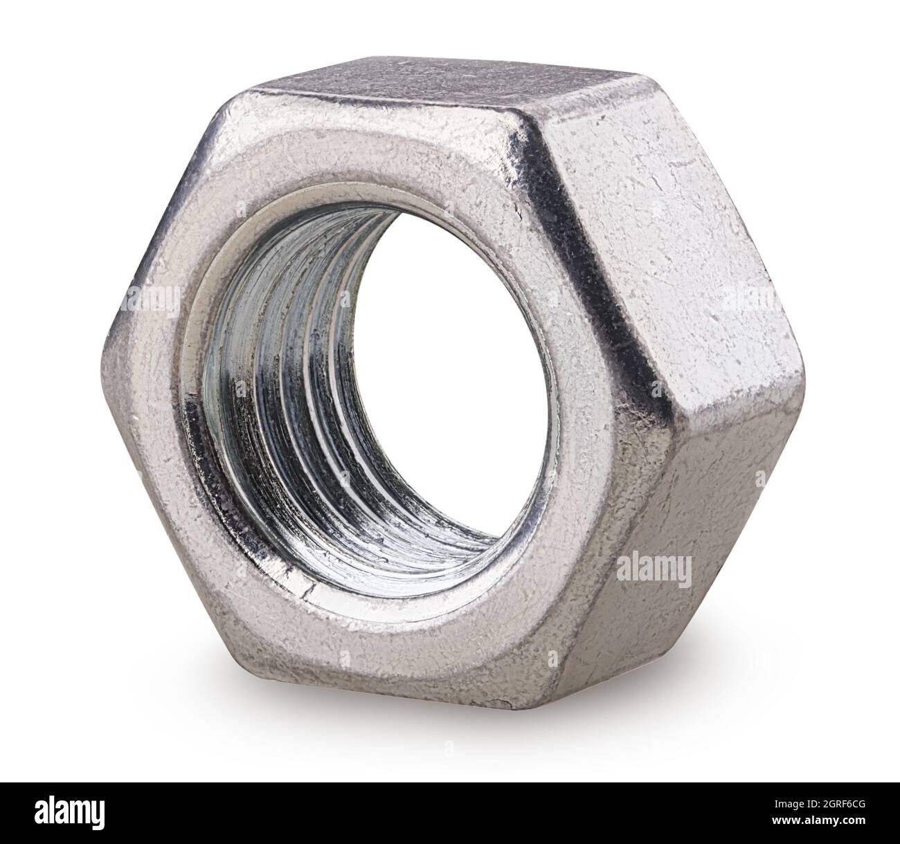 metal nut isolated on white background. Clipping Path. Full depth of ...