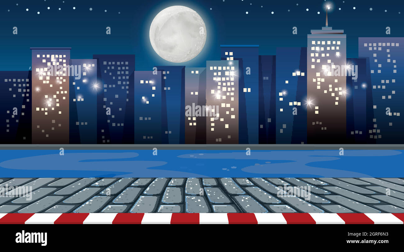 Night cityscape cartoon hi-res stock photography and images - Alamy