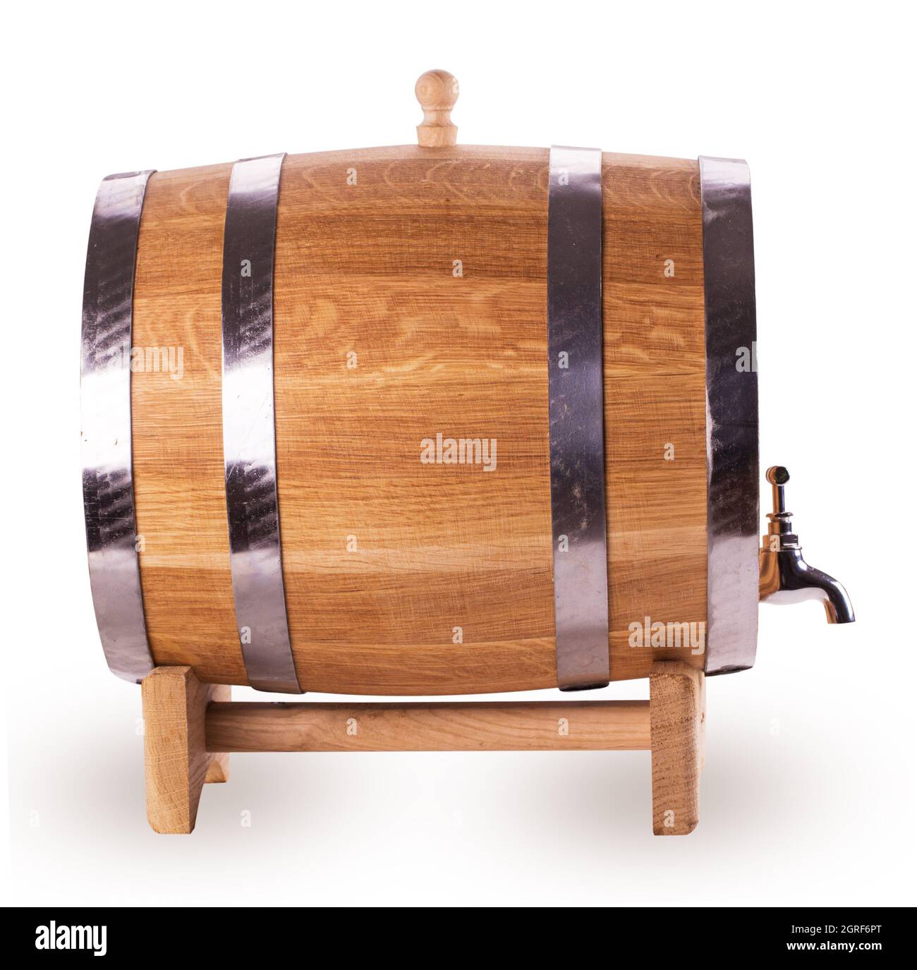 Wooden barrel with tap isolated isolated on white background. Clipping ...