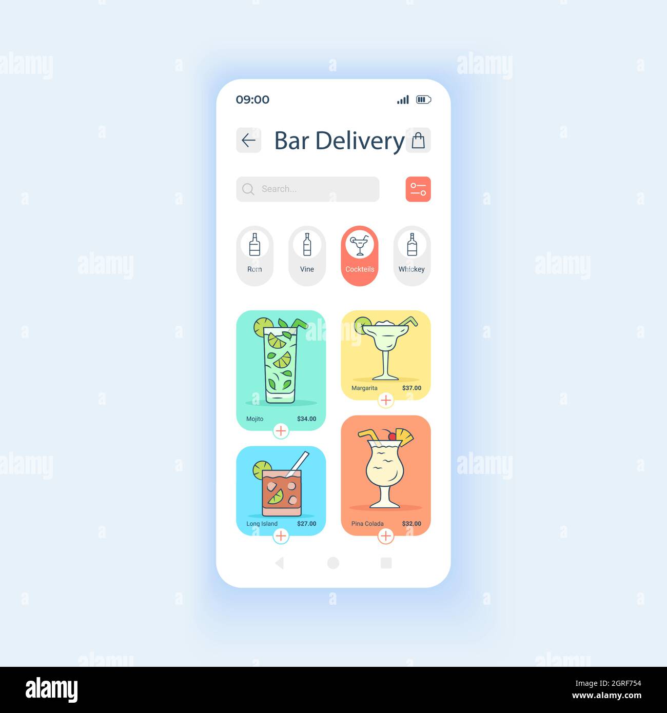 Shipping bar orders daytime mode smartphone interface vector template ...