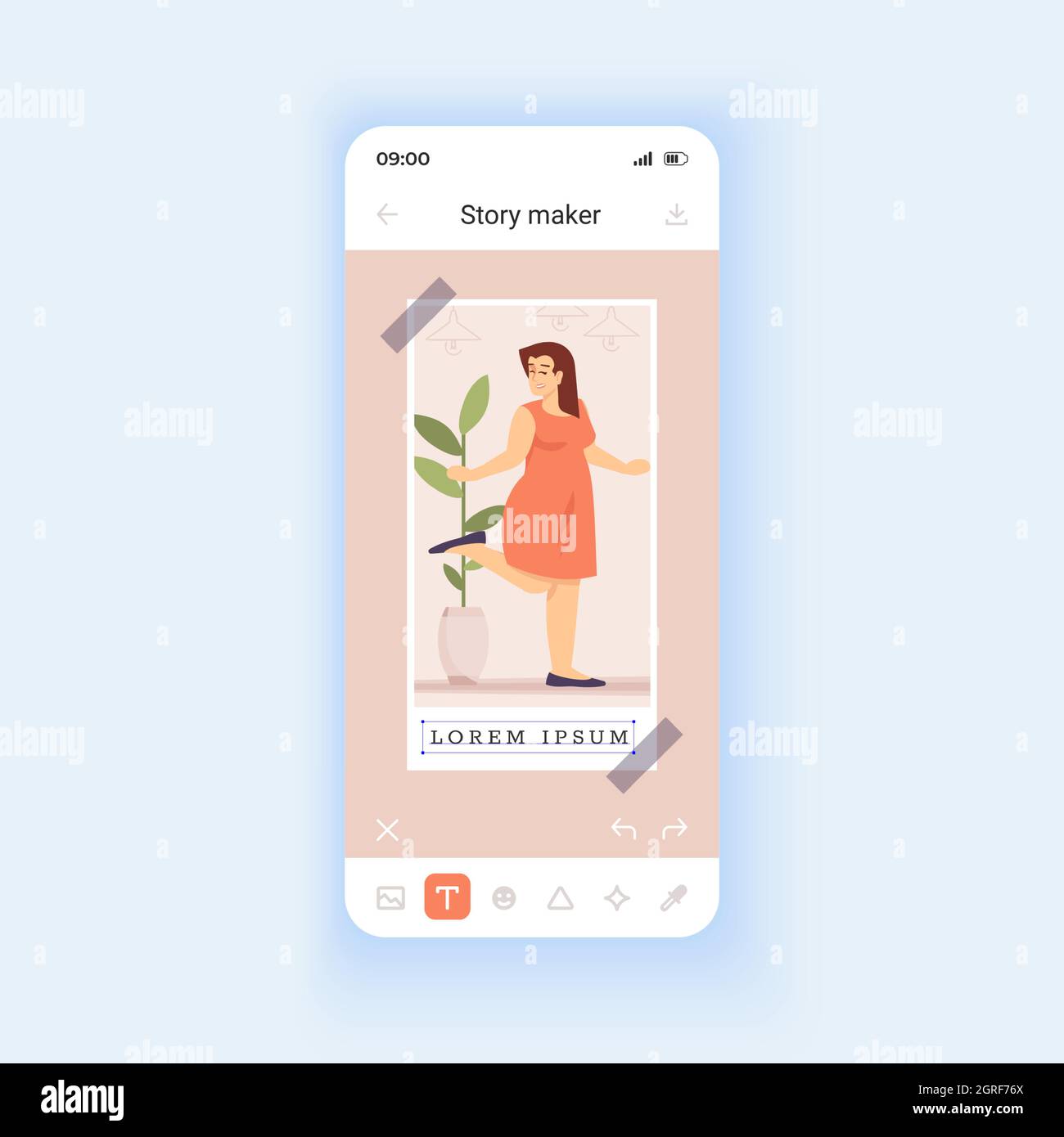 Photo editing daytime mode smartphone interface vector template Stock ...