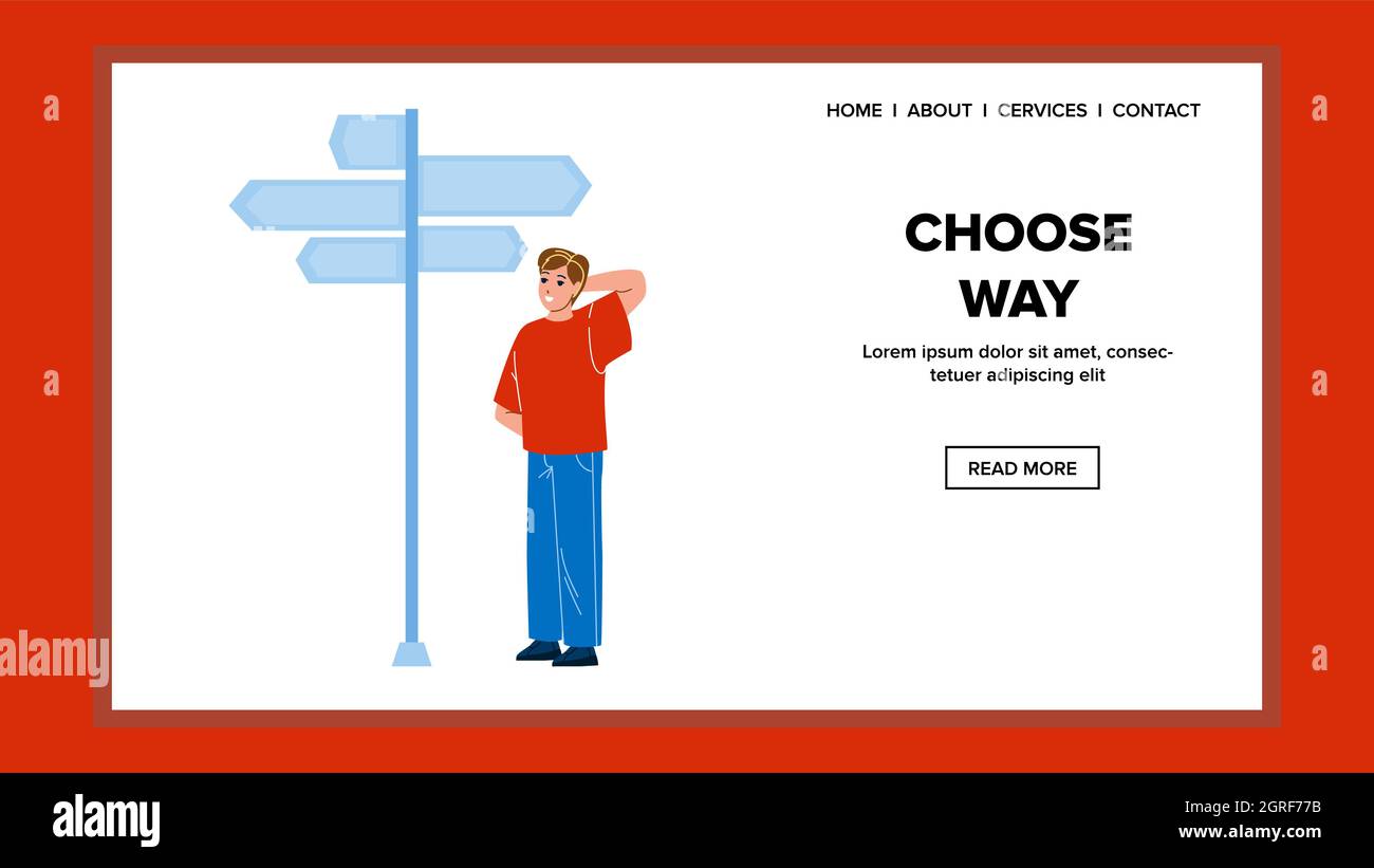 Man Choose Way On Directional Signpost Vector Stock Vector Image & Art ...