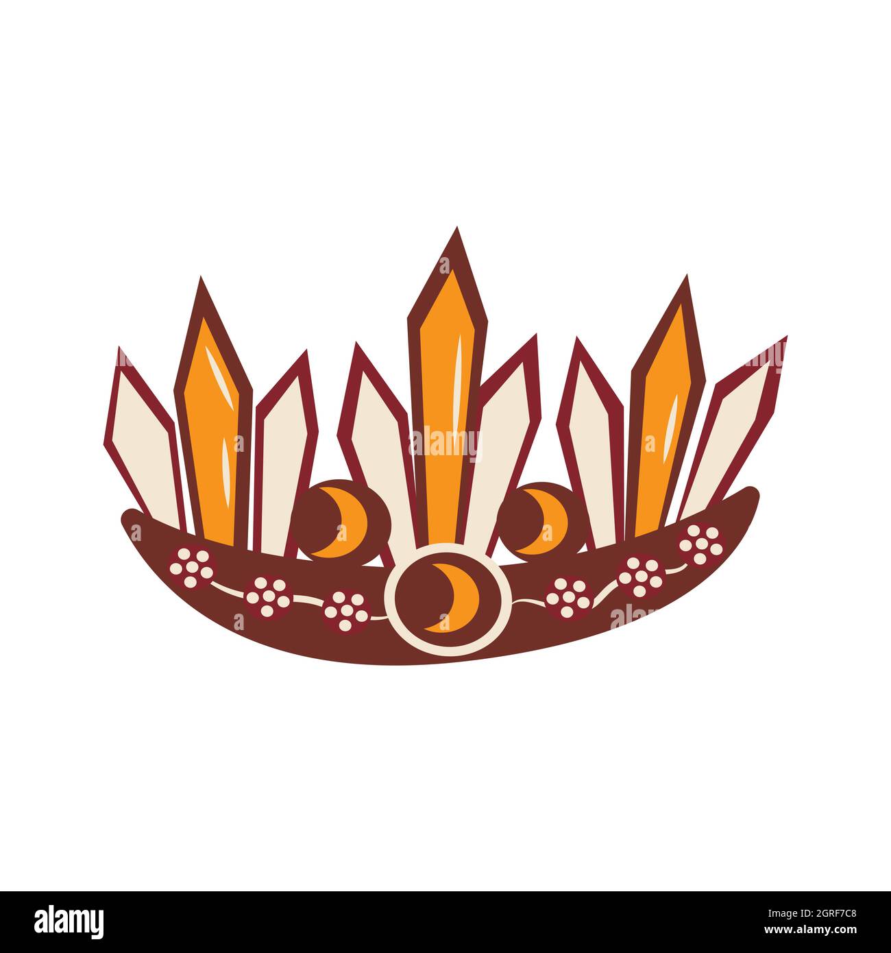 Crown with jewels. Precious stones. Bright crystals and a crescent moon ...