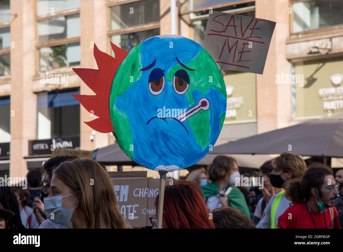 Milan, Italy - october 1 2021 - fridays for future protest with Greta ...