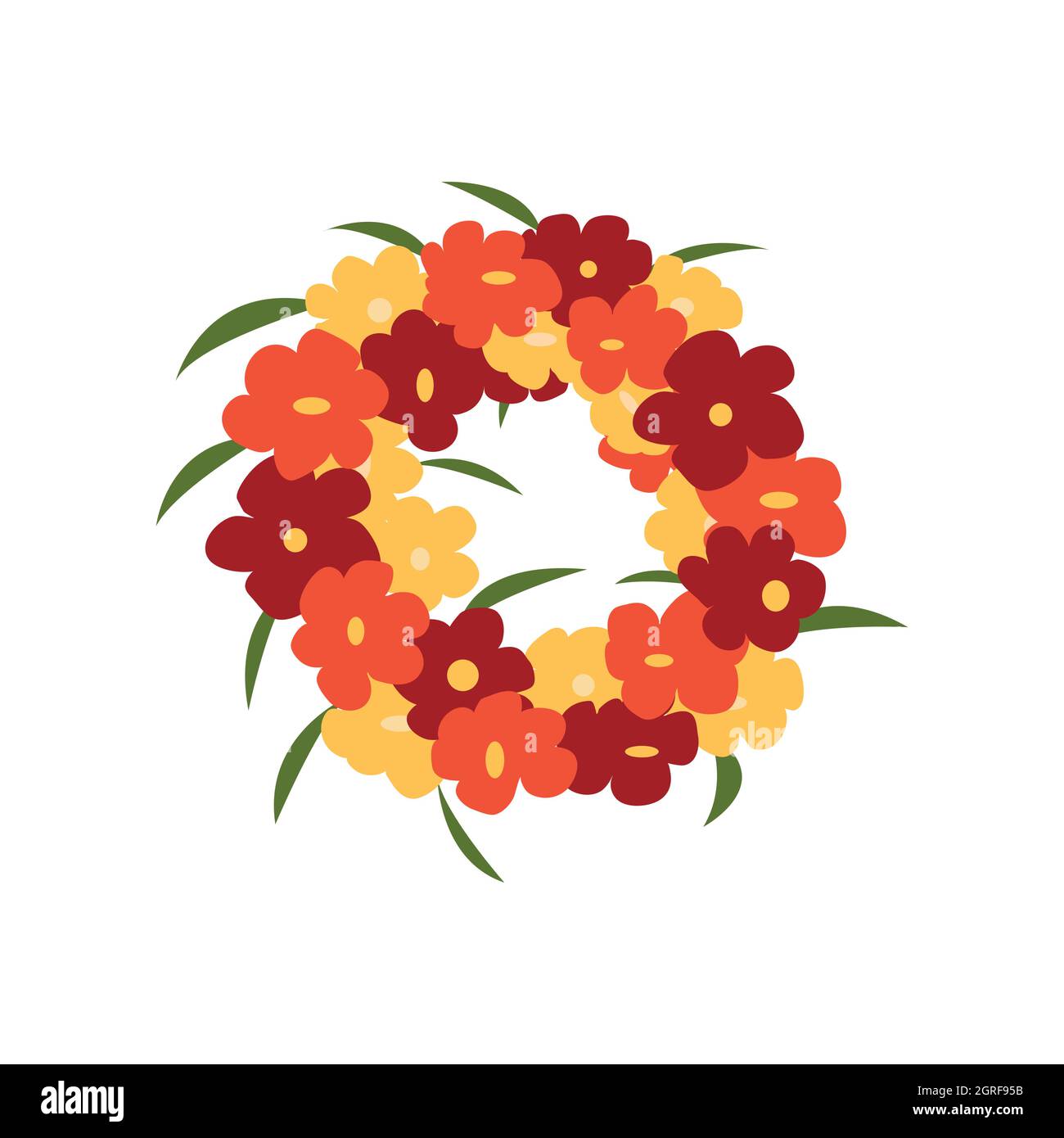 Beautiul Flower wreath. Colorful vector isolated illustration cartoon ...