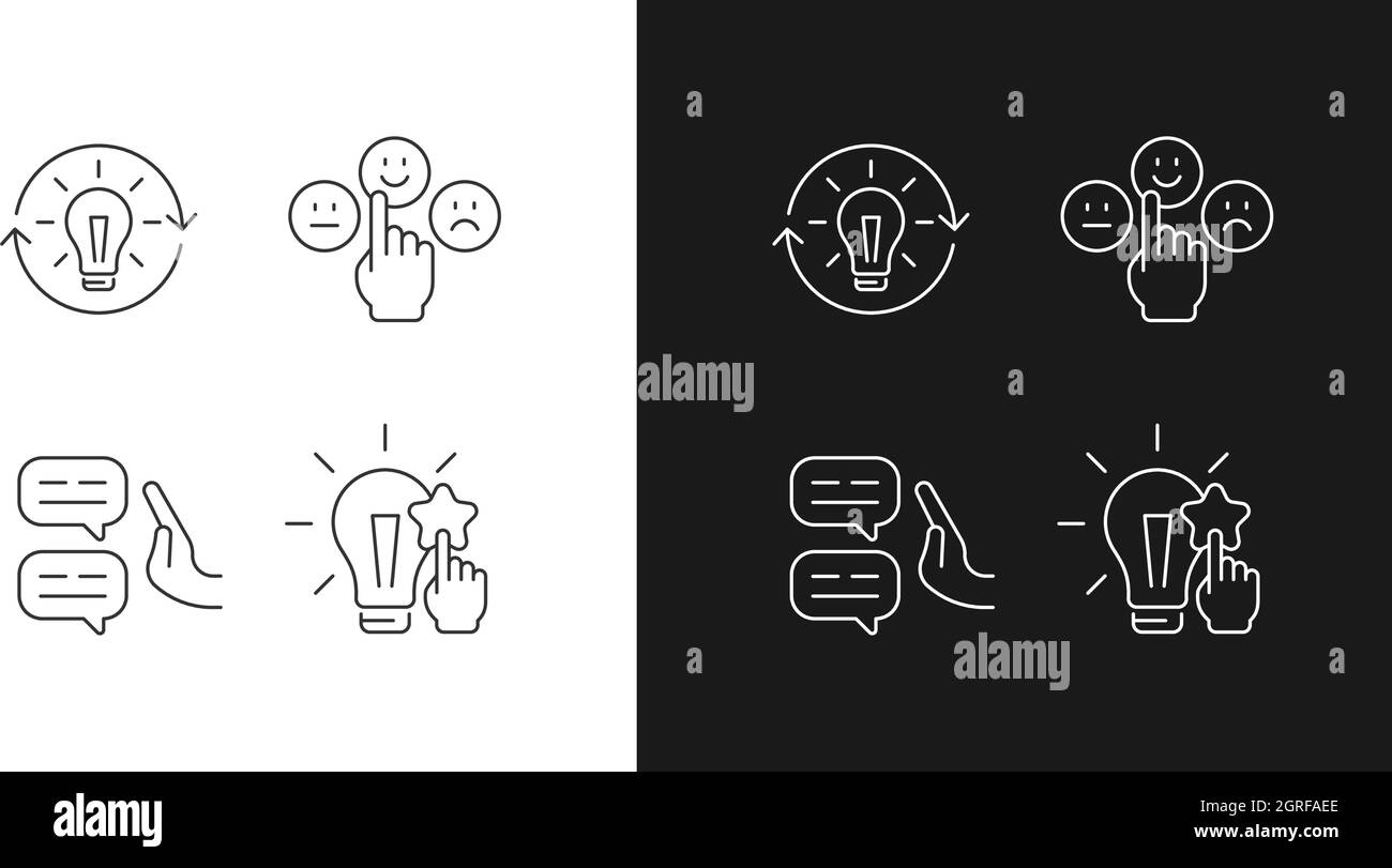 Logical and rational thinking linear icons set for dark and light mode ...
