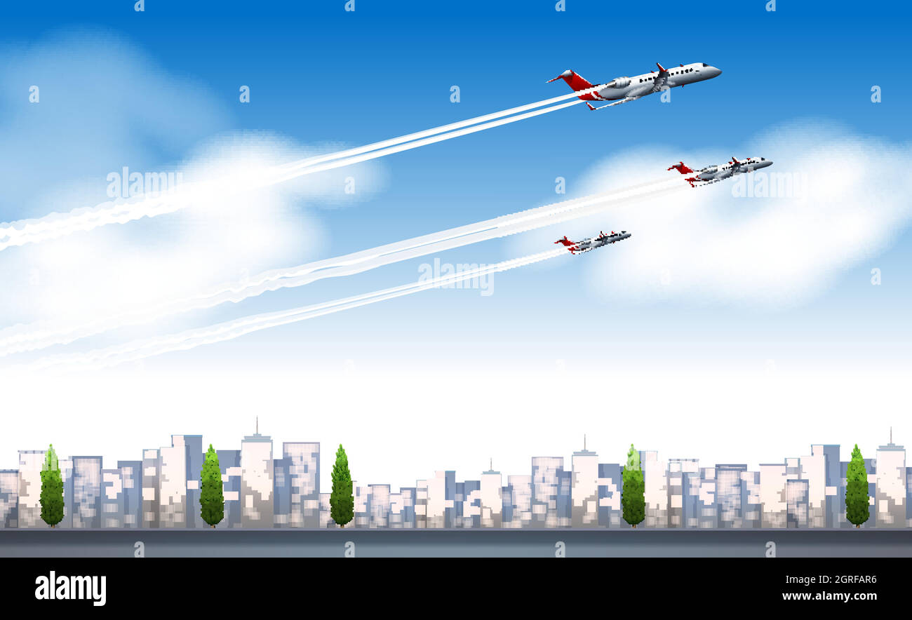 Three jets flying in the sky Stock Vector Image & Art - Alamy